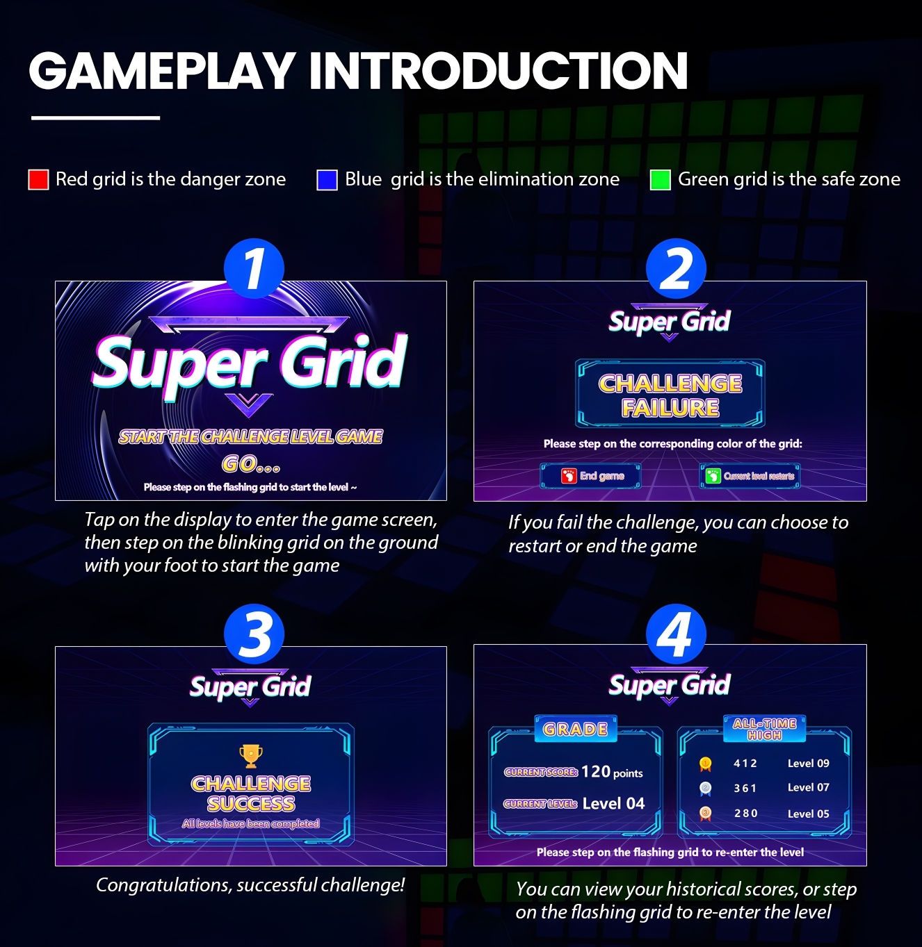 Jumping Game LED Dance Floor Tile Interactive Game Super Grid