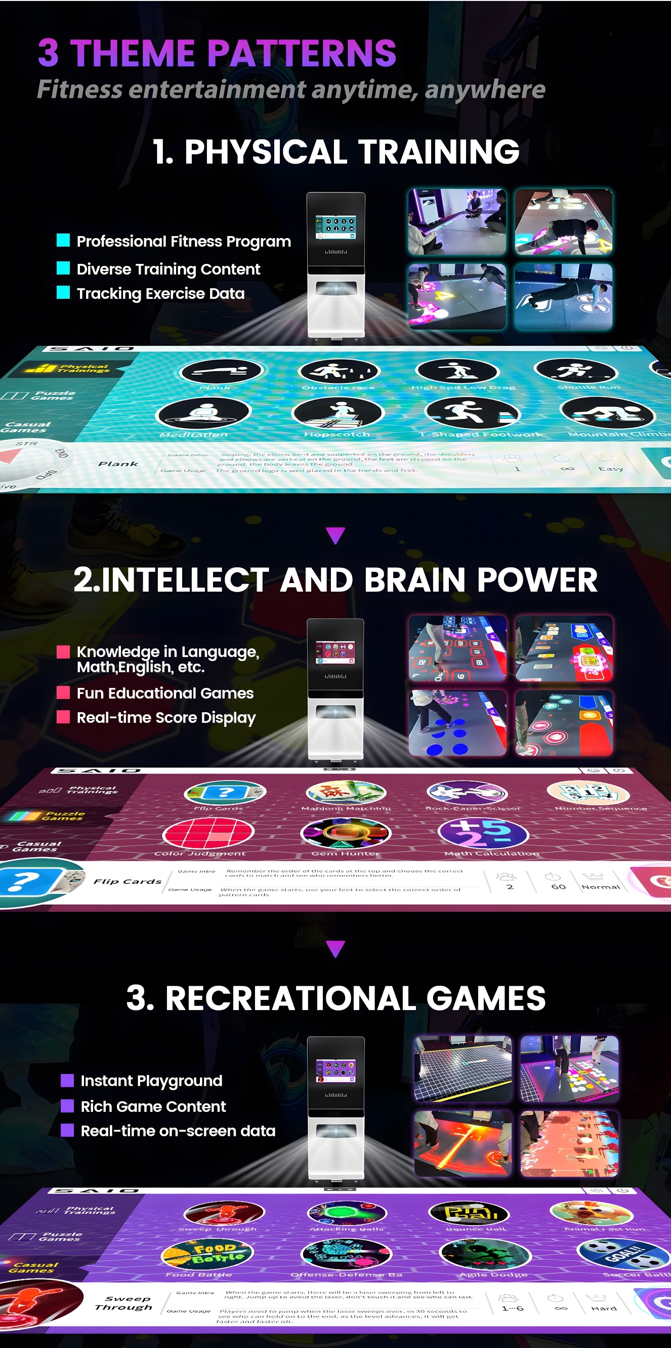 Mobile Interactive Floor Projection System 5000 Lumens Floor Projection