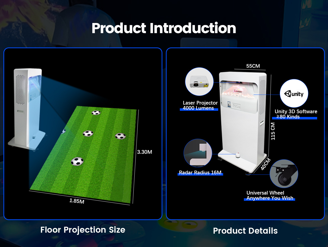 3300 Lumen Ground Interactive Games Projector Kids Parks Immersive Wall