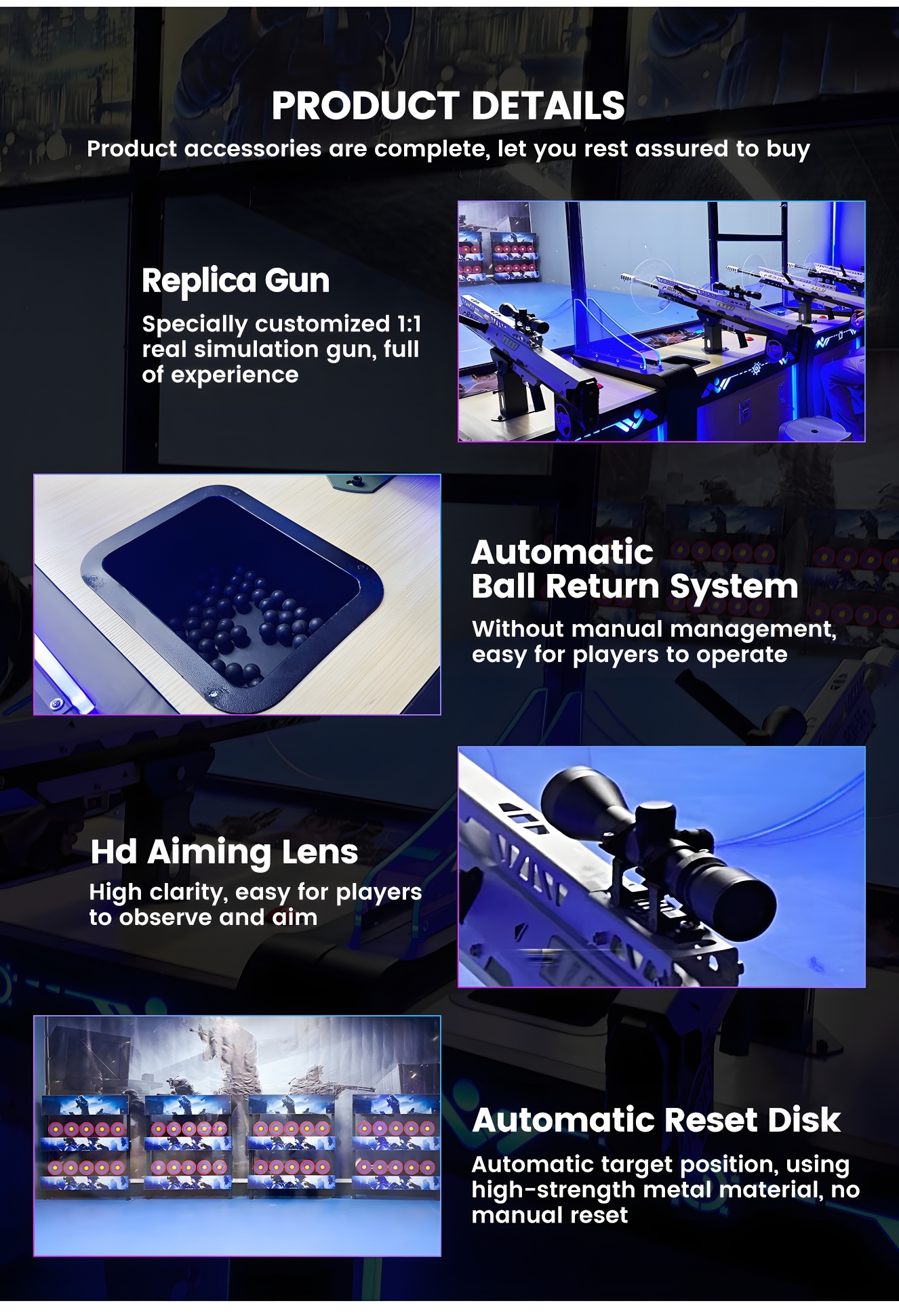 Indoor Playground Kids Arcade Coin Operated Shooting Target Game Machines