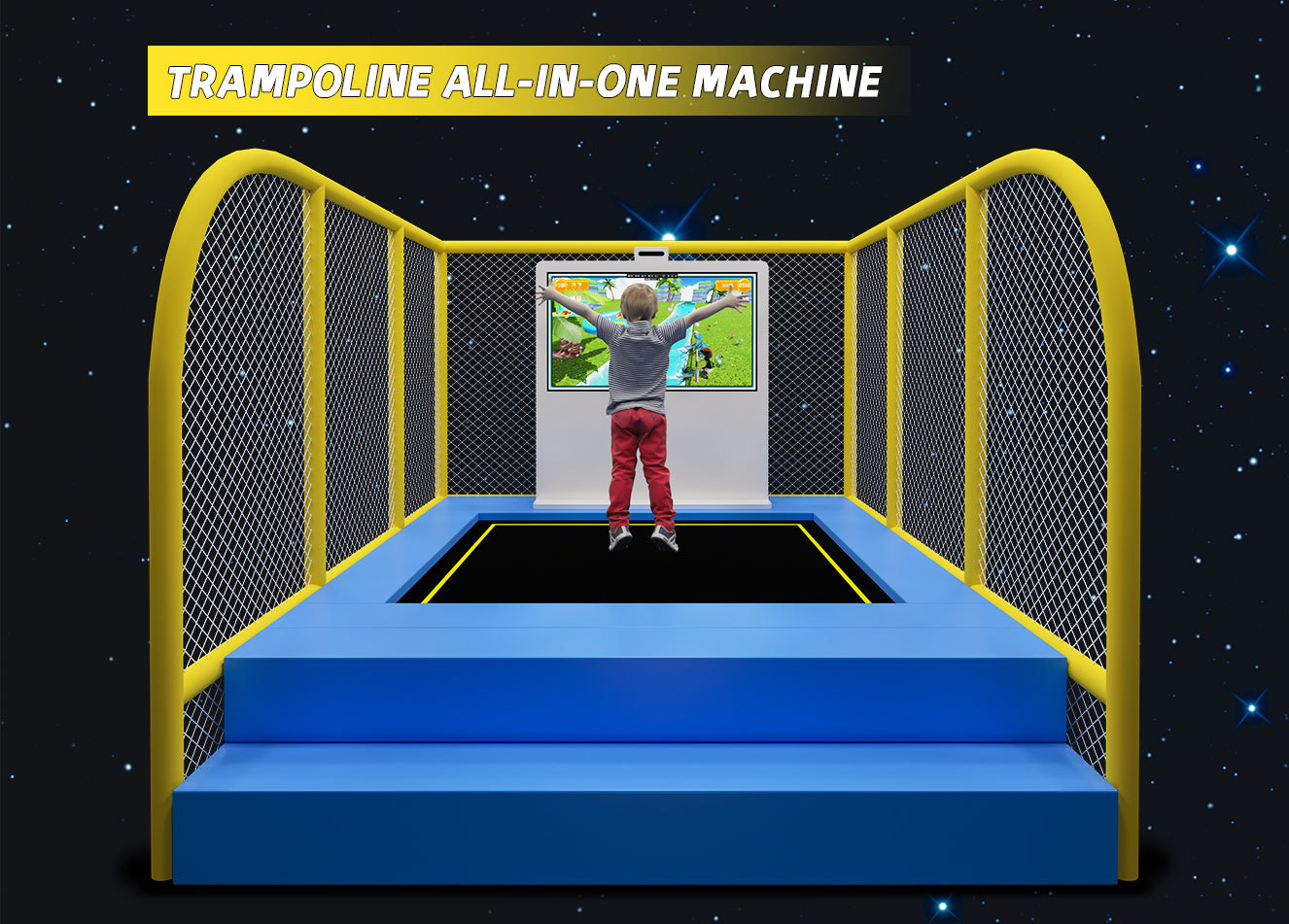 Interactive Indoor Metal HD Screen Trampoline Park for Kids School ...