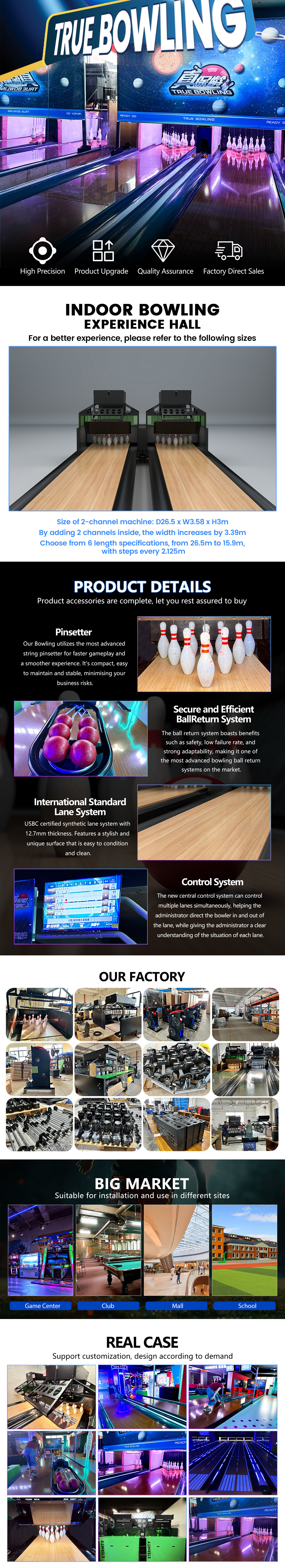 Indoor Bowling Alley Complete Set with 2000 kg Capacity 590X240X240 cm ...