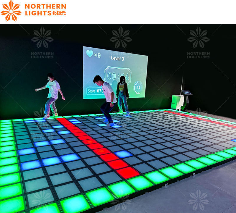 RGB LED Dance Floor Tile Jumping Grid Game Super Grid For Amusement Park