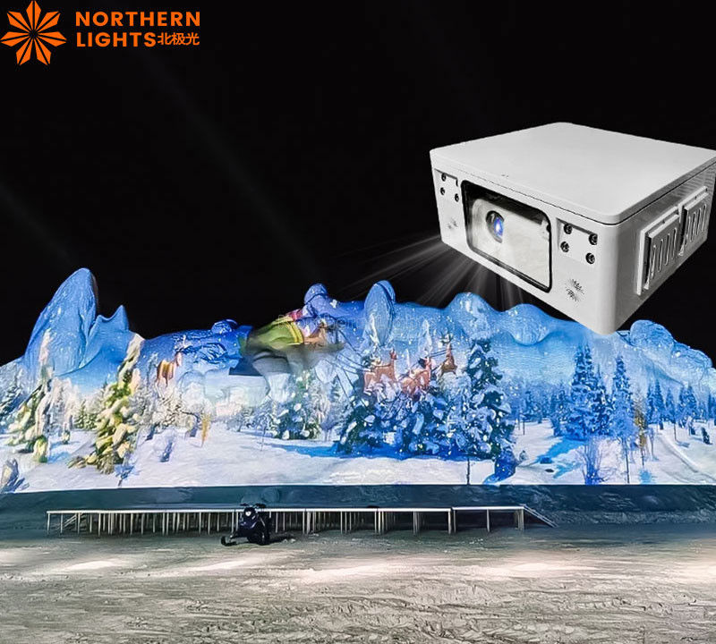 Outdoor 3D Projection Mapping With Video Screen On Wall Decorate Building