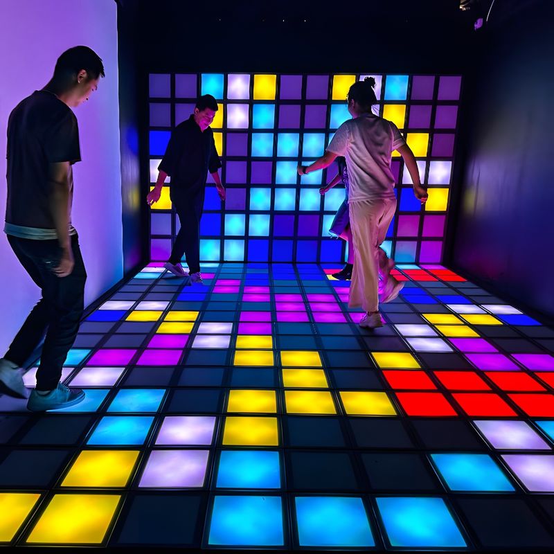 Interactive LED Grid Game Metal Floor Arena For Kids In Playhouse Trampoline Park