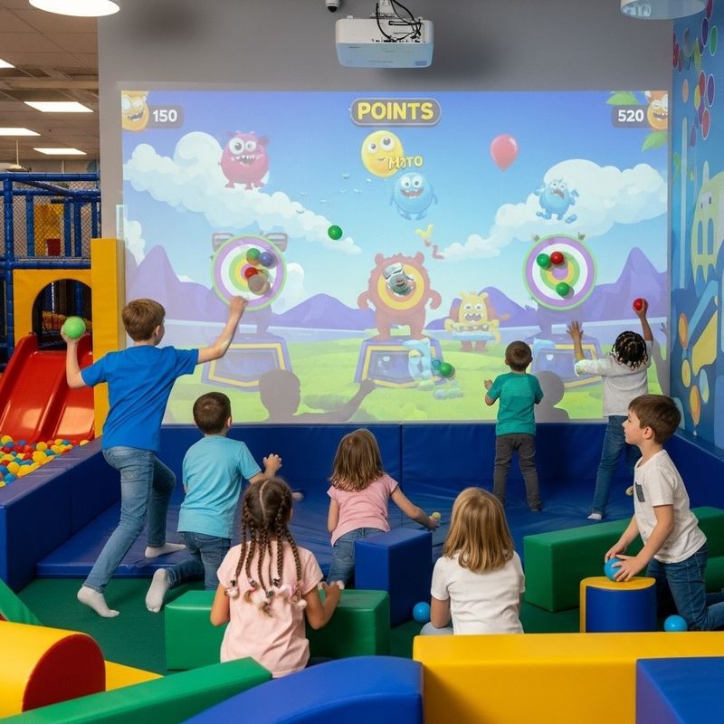 Fun Ball throwing game interactive wall projection
