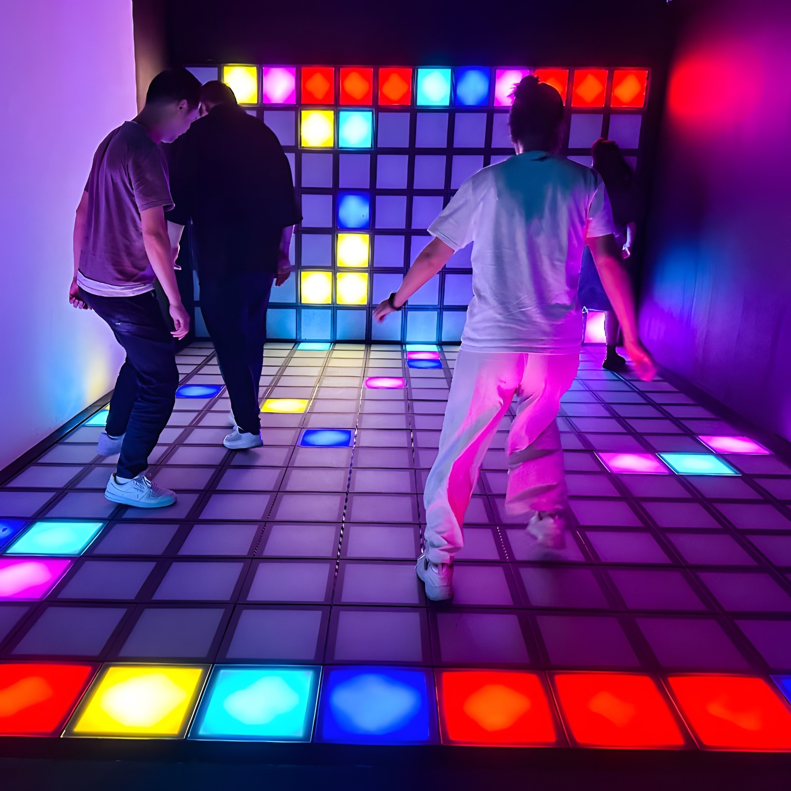 RGB LED Dance Floor Tile Jumping Grid Game Super Grid For Amusement Park