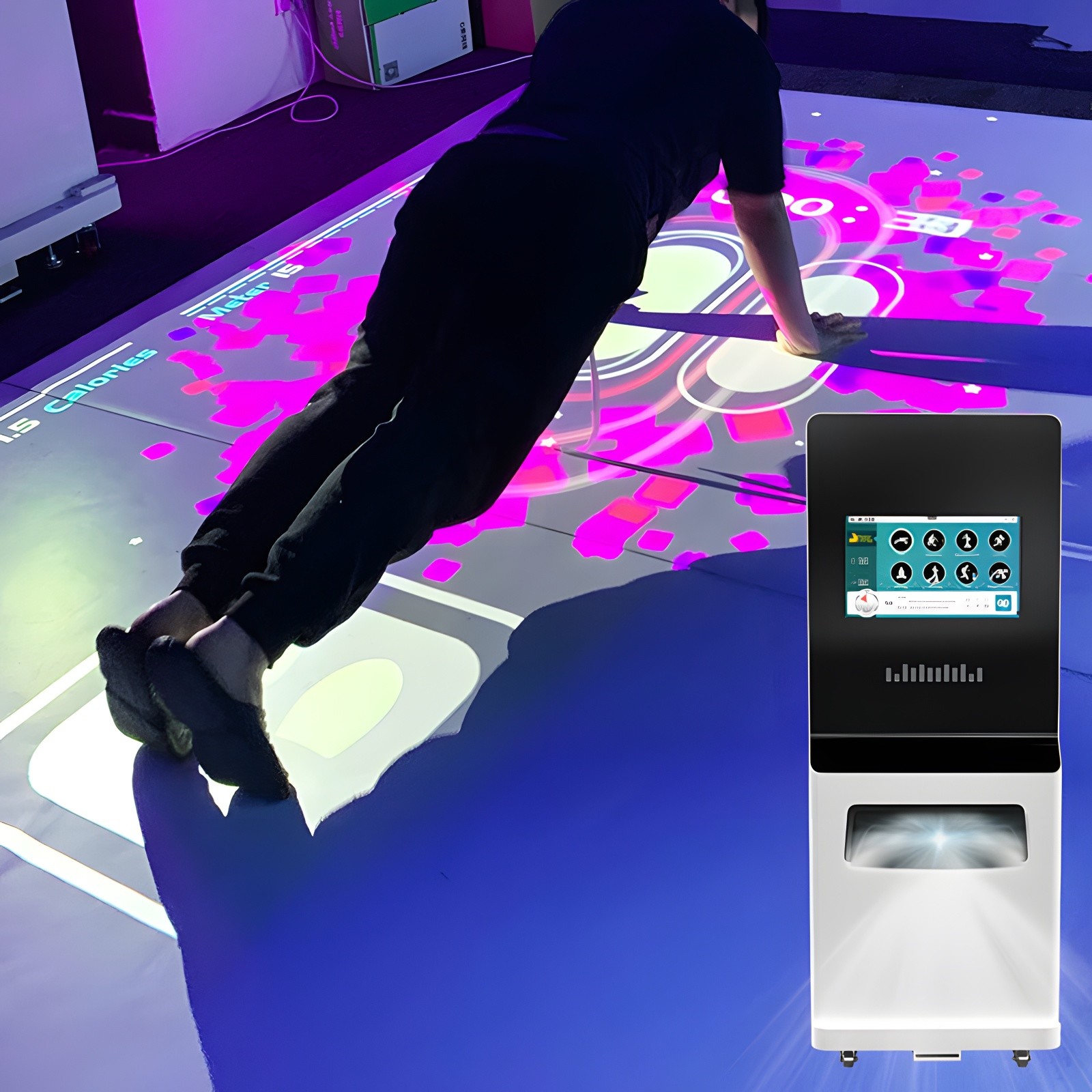 Movable Interactive Projection Floor Projection Game With Gimbal Wheel