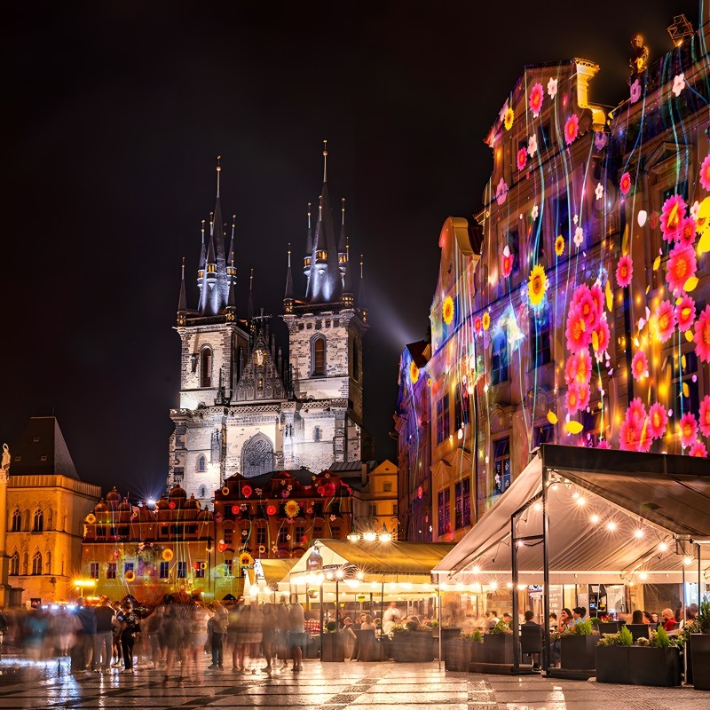 Outdoor 3d Projection Mapping With Video Screen On Wall Decorate ...